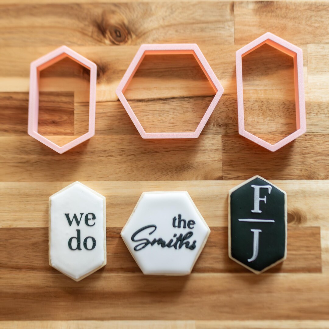 Modern Hexagon Wedding Cookie Cutter | Geometric Set for Monograms ...