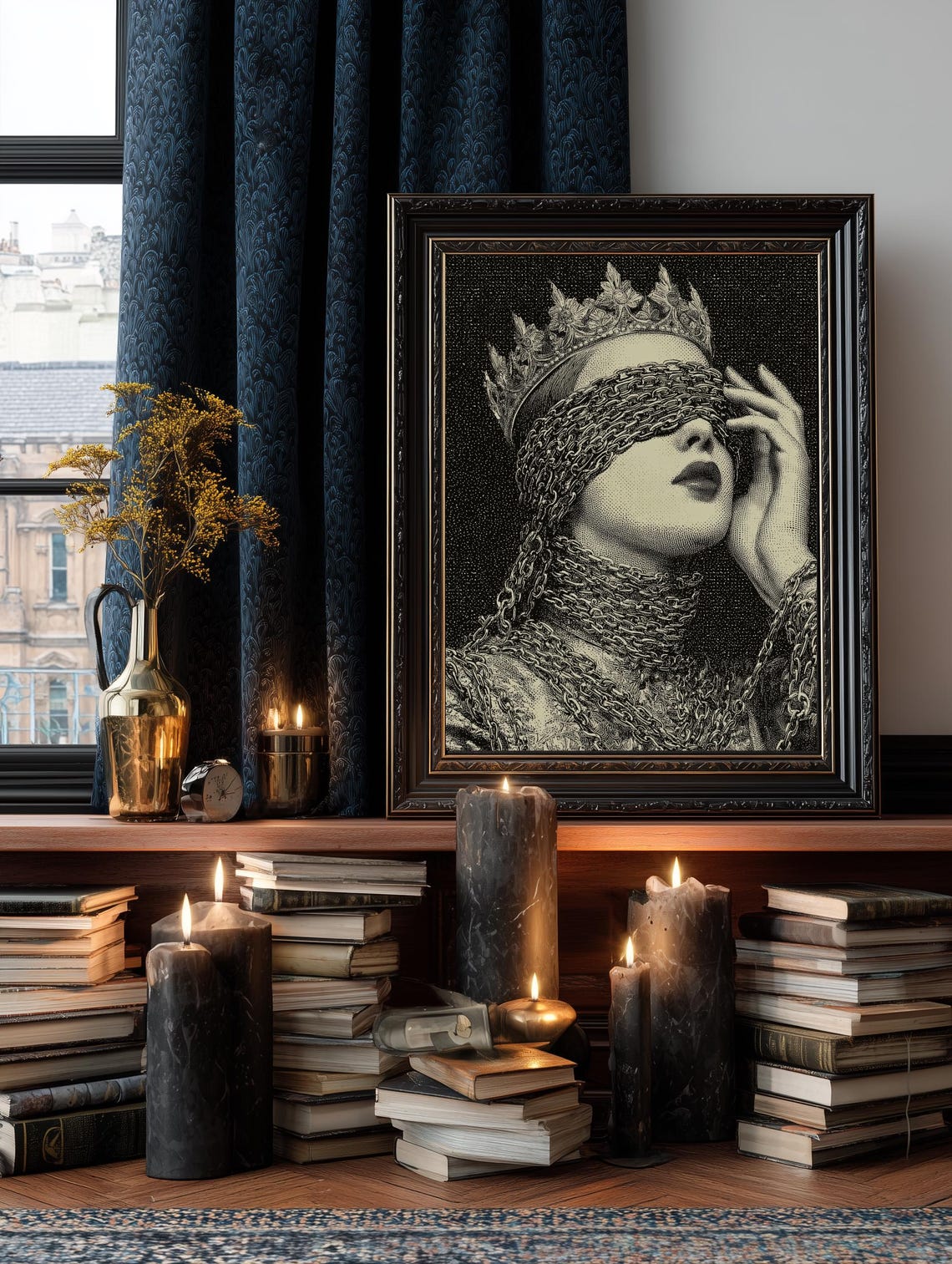 Gothic Queen Portrait: Dark Academia Surreal Art (digital Download - Etsy