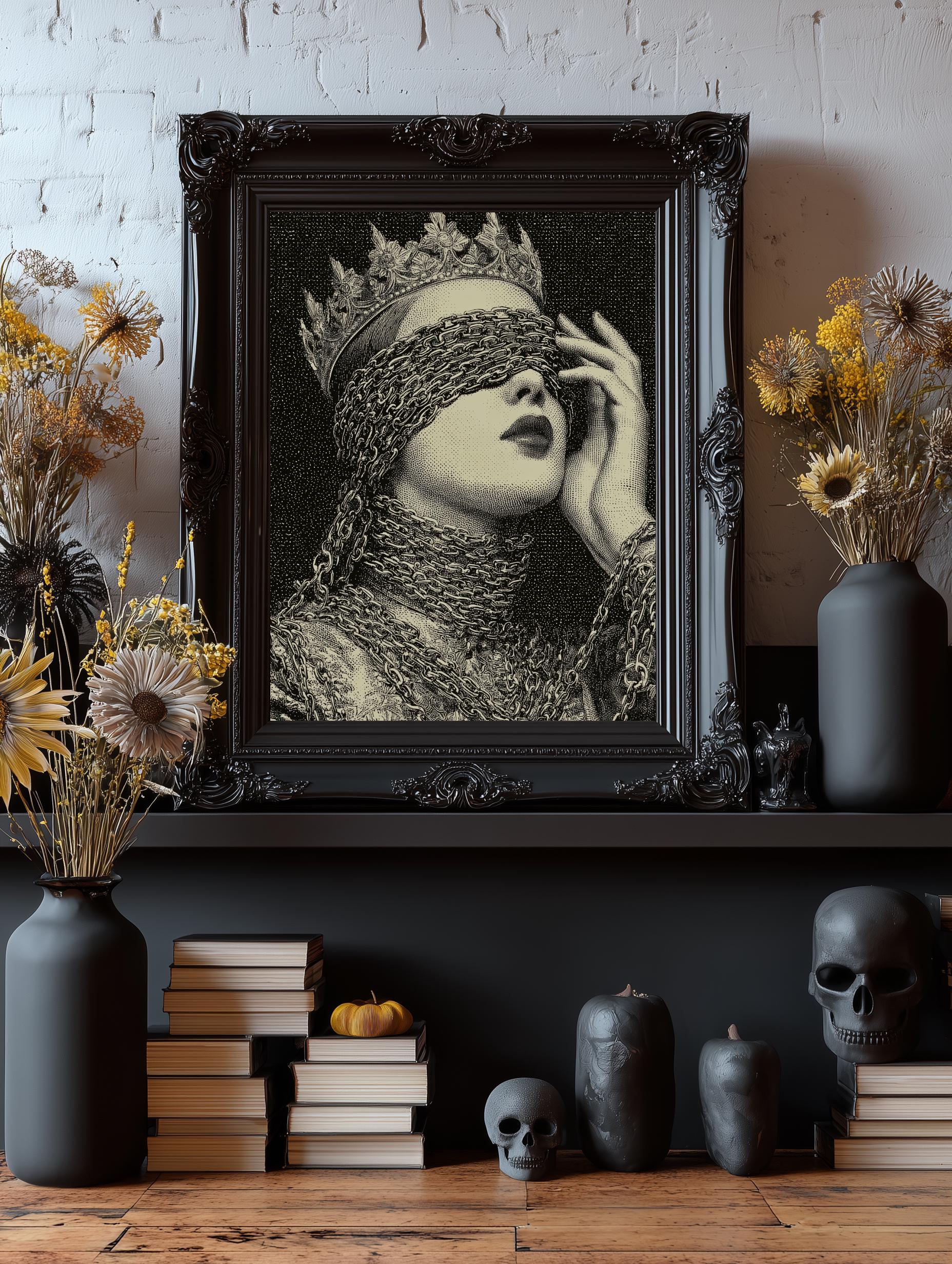 Gothic Queen Portrait: Dark Academia Surreal Art (digital Download - Etsy