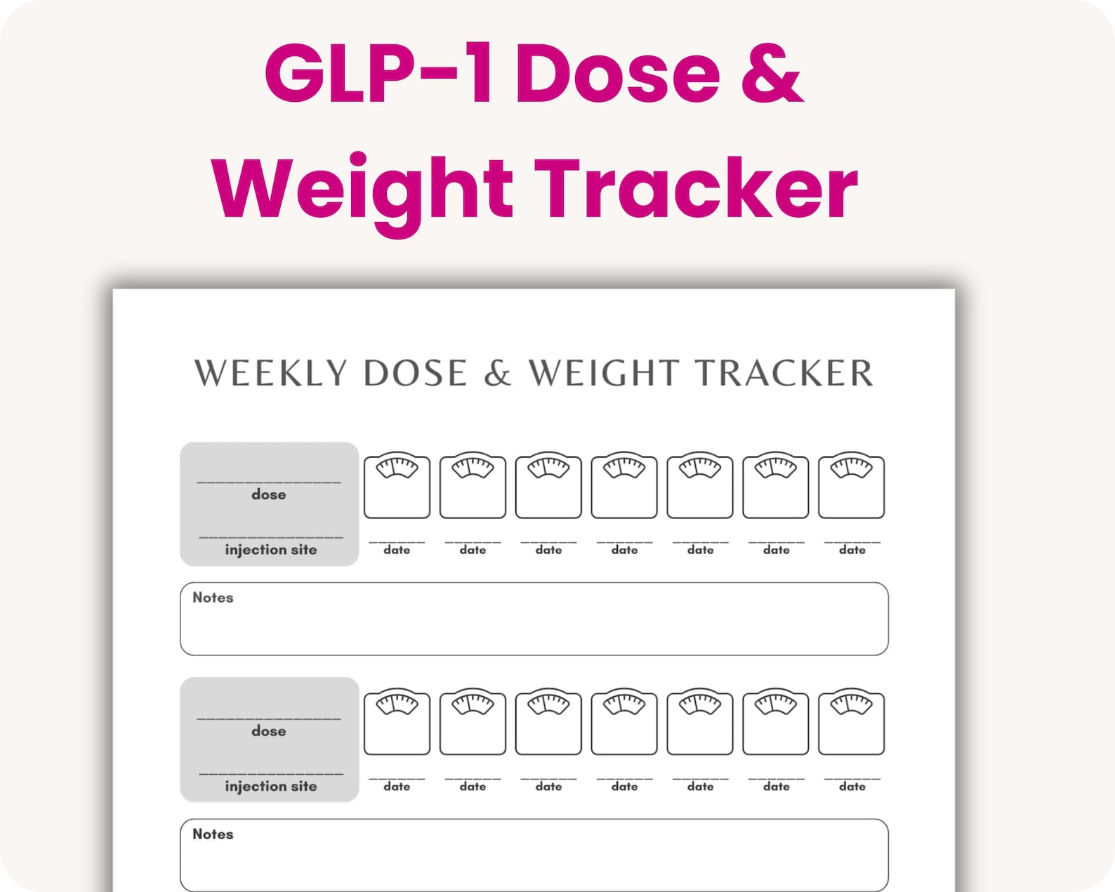 Weekly Weight Loss Tracker Progress Journal for GLP-1 Injections ...