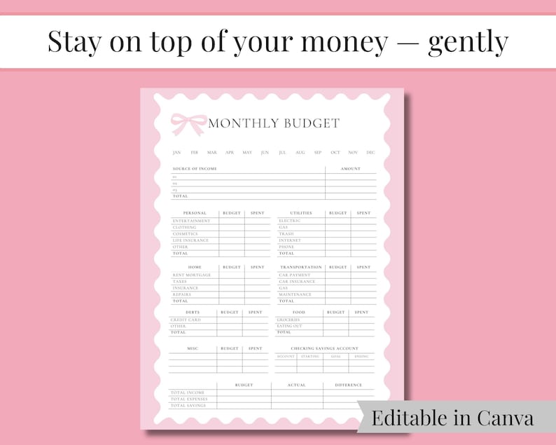 Pink Coquette Bow Planner Printable Bundle Daily, Weekly, Monthly ...