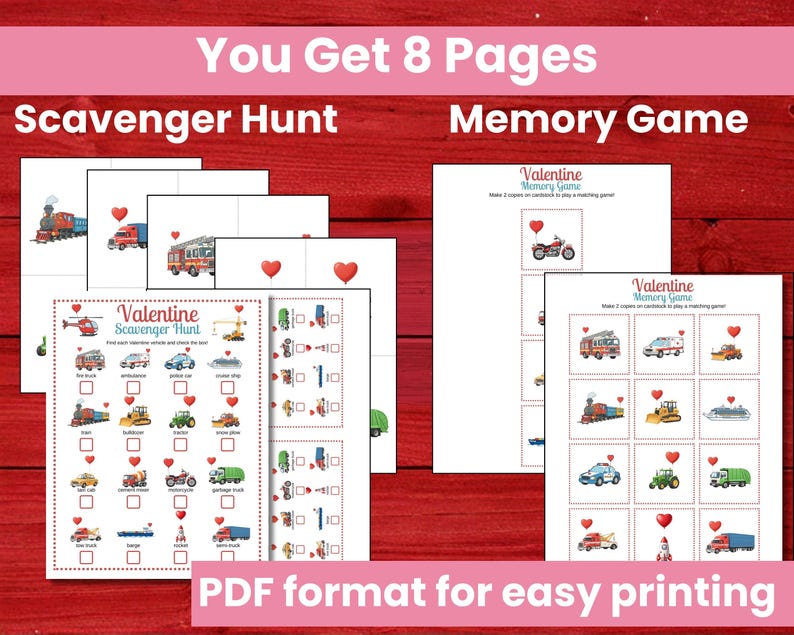 Valentine Scavenger Hunt for Kids Printable Preschool Hide & Seek ...