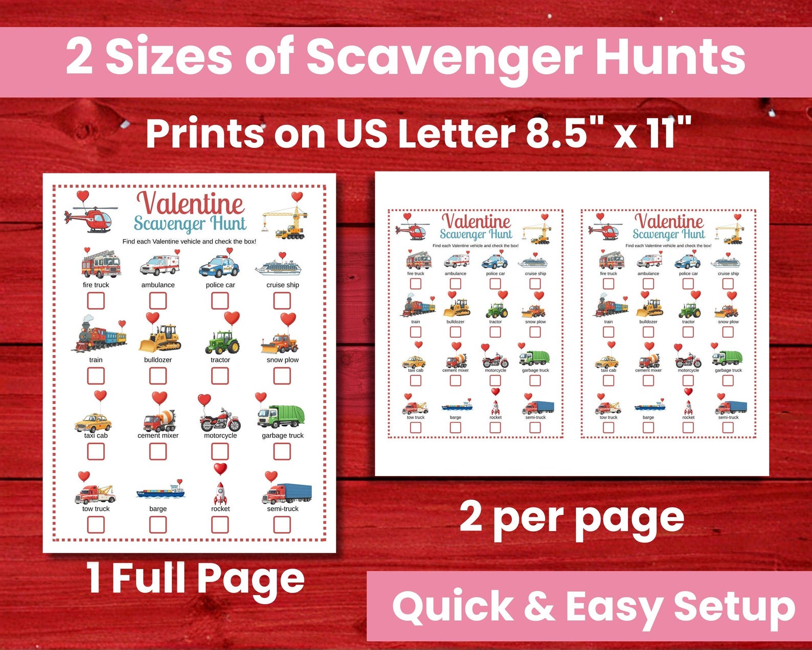 Valentine Scavenger Hunt for Kids Printable Preschool Hide & Seek ...