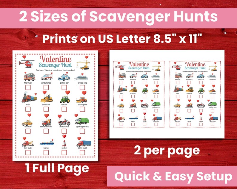 Valentine Scavenger Hunt for Kids Printable Preschool Hide & Seek ...