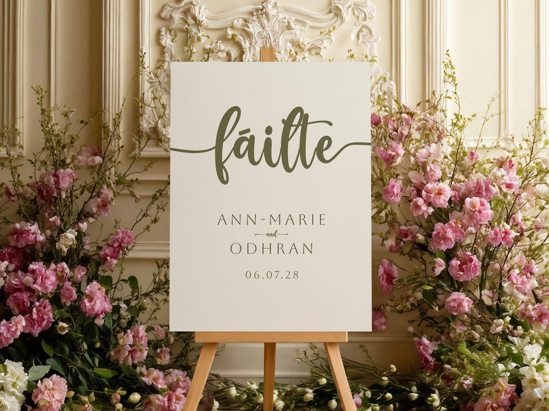 Irish Fáilte Wedding Welcome Sign: Cream & Green, Custom Digital ...