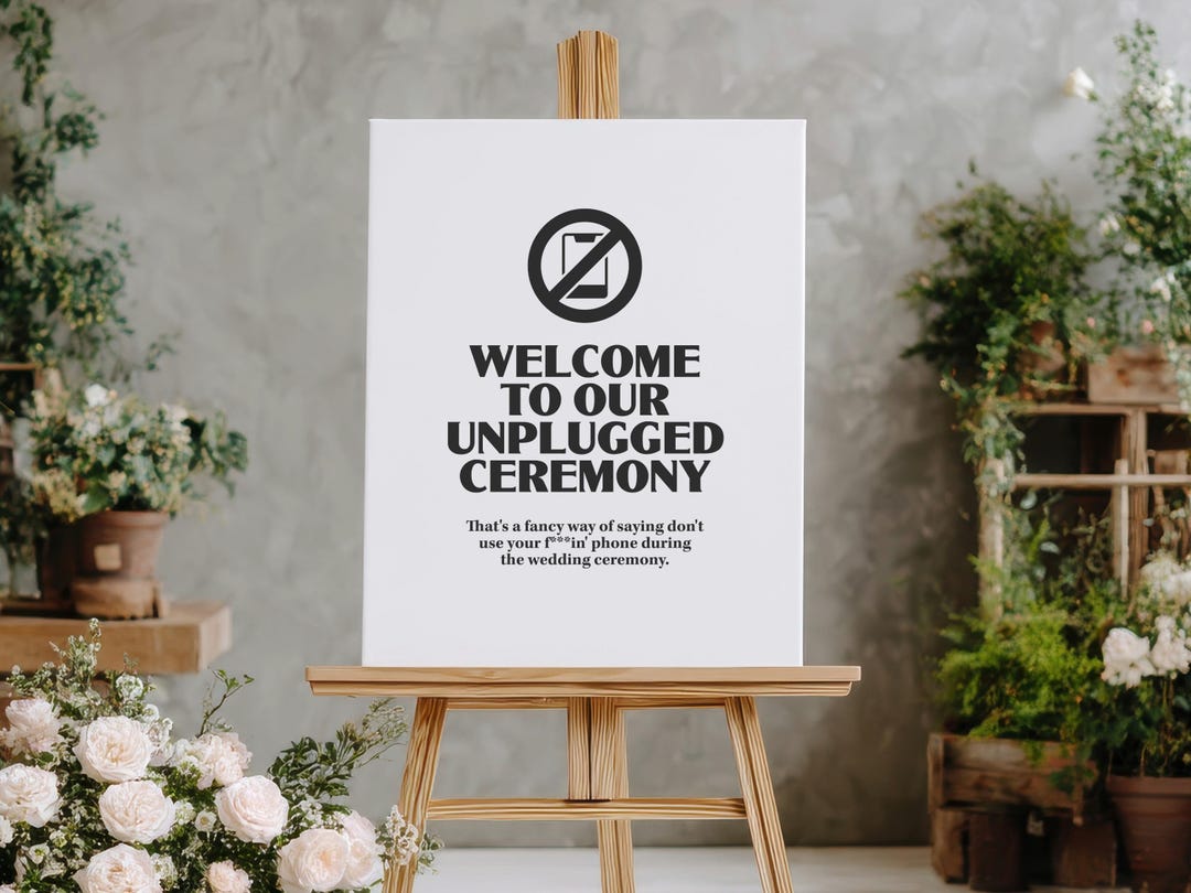 Funny Unplugged Wedding Sign: Alternative Ceremony Print (digital ...