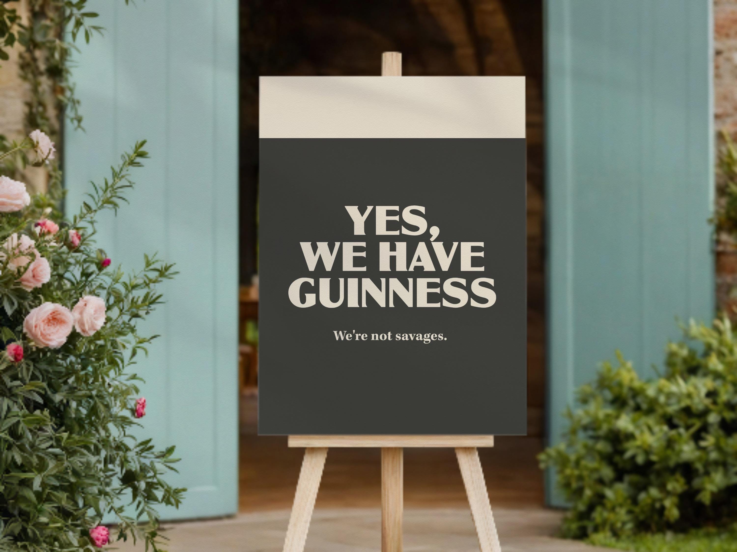 Guinness Drinks Reception Sign: Funny Sign for an Irish Wedding (A1 ...