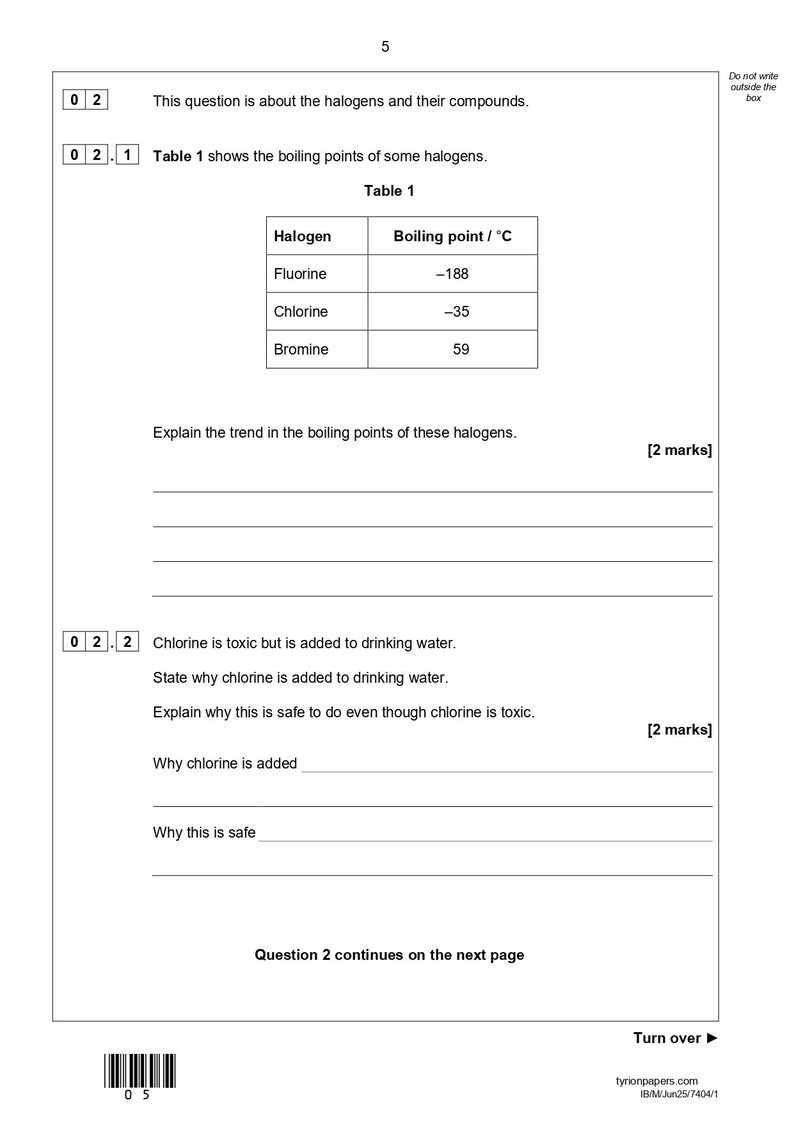 Ist AQA 2025 AS CHEMIE 7404/1 Paper 1 Anorganische und Physikalische ...