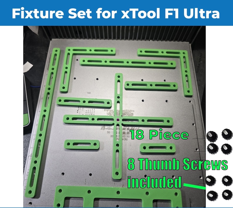 Xtool F1/F2 Ultra Fixture Kit: 18-piece Laser Jig & Fence Set - Mount ...