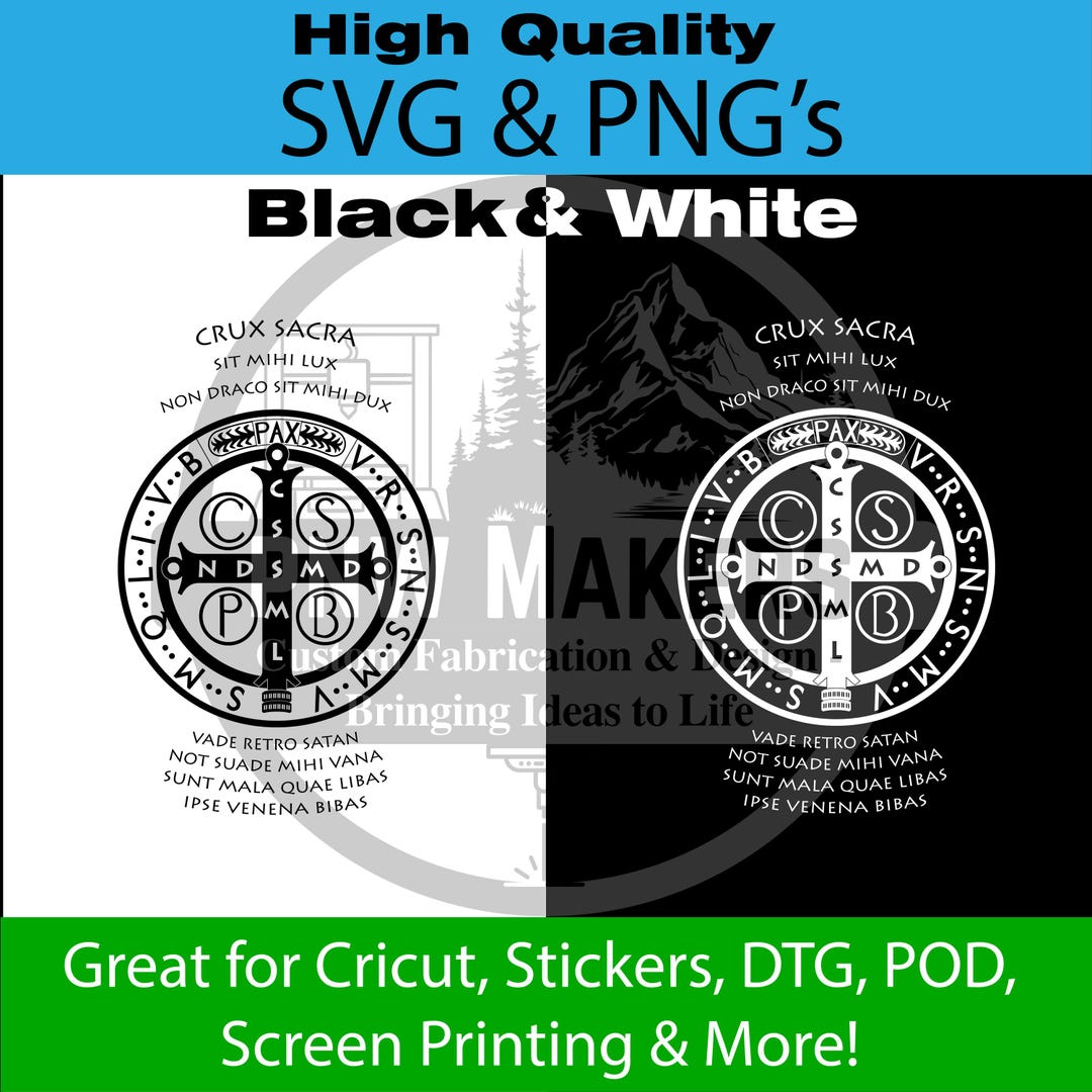 Saint Benedict Medal SVG PNG | Crux Sacra Sit Mihi Lux | Vade Retro ...