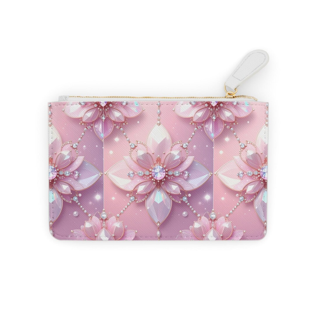 Pink Jewel Lotus Mini Clutch Bag | Floral Gem Pattern, Pearls - Etsy