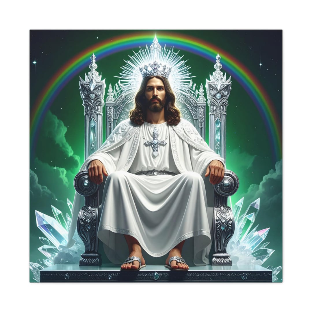 Jesus on Throne Rainbow Halo Canvas - Etsy
