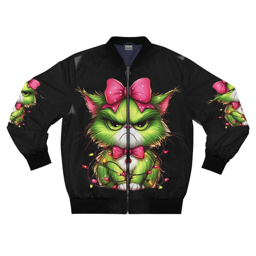 Grinch All-over Print Bomber Jacket, Funny Christmas Outerwear - Etsy