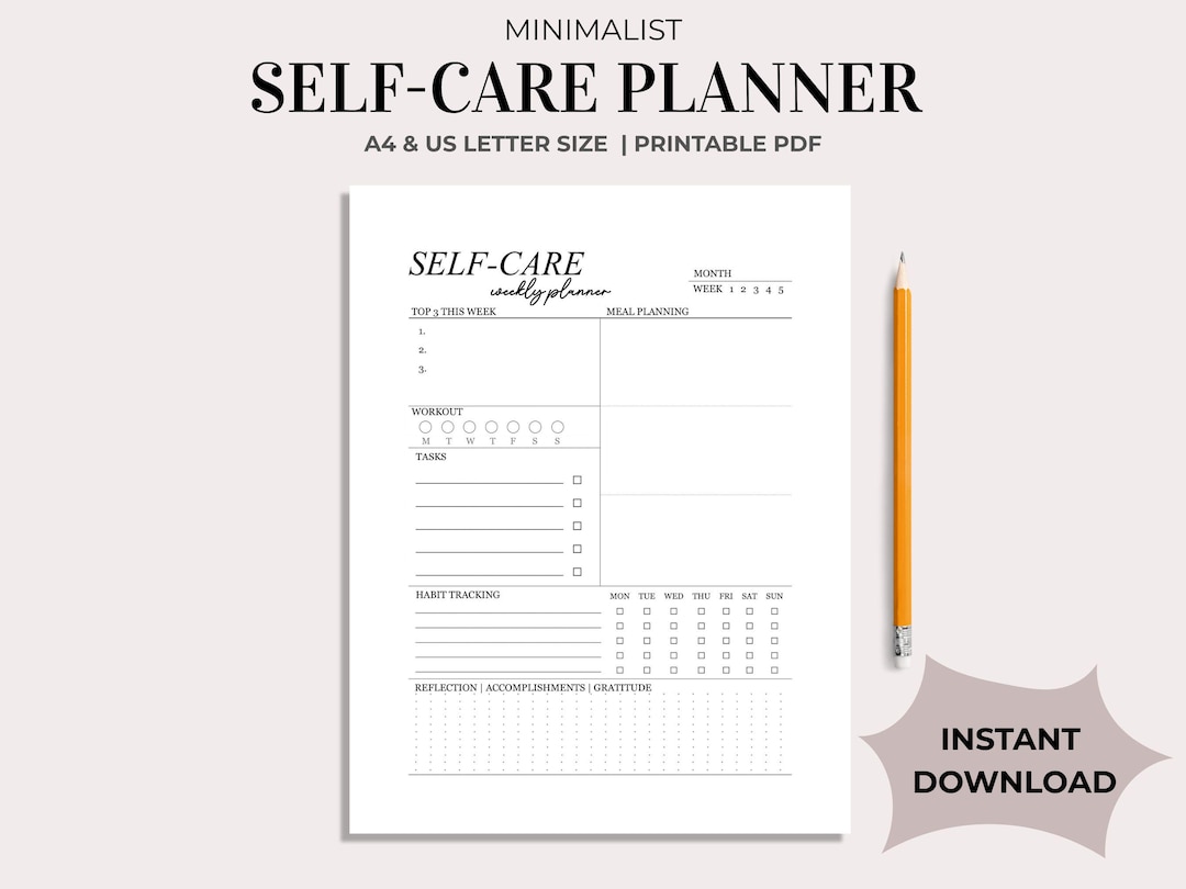 Weekly Self Care Planner Printable: Wellness Tracker, Routine Challenge ...