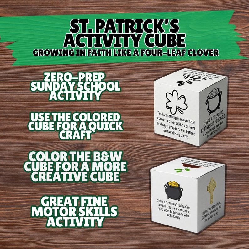 Saint Patricks Day Cube for Kids, Sunday School Craft, Bible Lesson ...