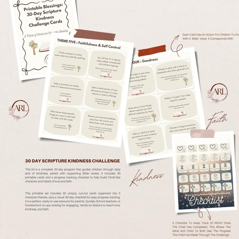 Christian Kids Kindness Challenge Cards | Printable Scripture Lessons ...