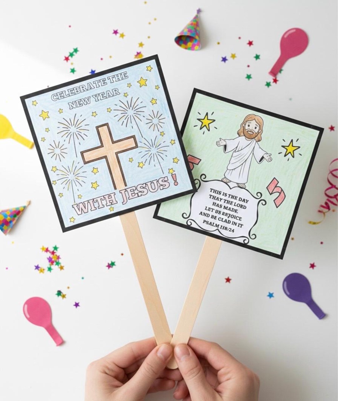 Christian New Year Coloring Craft for Kids, Sunday School Activity ...