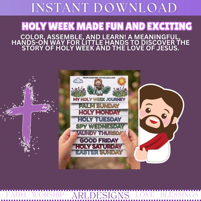 Holy Week Journey Flipbook | Kids Easter Bible Study Craft (digital ...