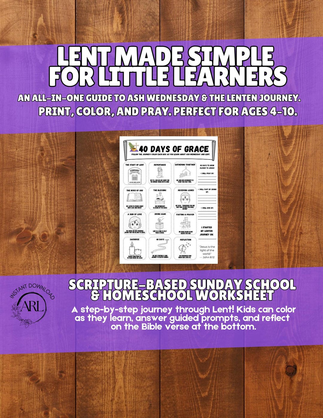 Christian Education Lent Worksheet | Digital Download Sunday School ...