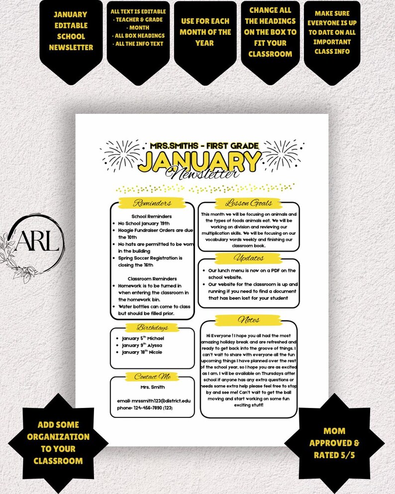 Editable January Canva Classroom Template | Teacher News for Elementary ...