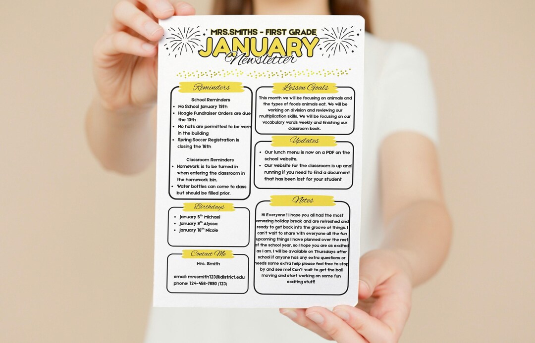 Editable January Canva Classroom Template | Teacher News for Elementary ...