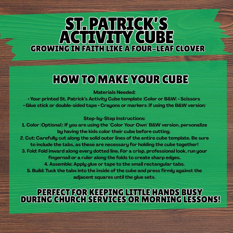 Saint Patricks Day Cube for Kids, Sunday School Craft, Bible Lesson ...
