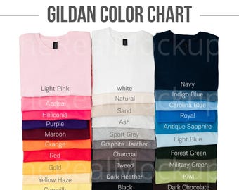 Gildan 5000 Color Chart: Photo & Video Guide of 30 Real Gildan G500 T ...
