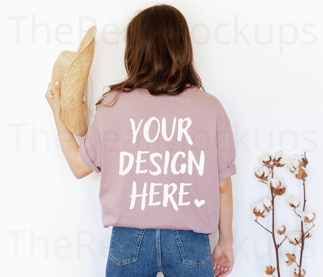 Gildan 64000 Paragon Back T-shirt Mockup: Oversized G640, Real Model ...