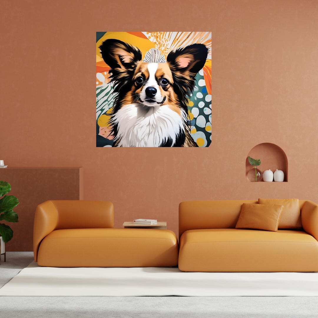 Papillon Wall Art Print, Modern Dog Portrait, Bold Pet Artwork - Etsy