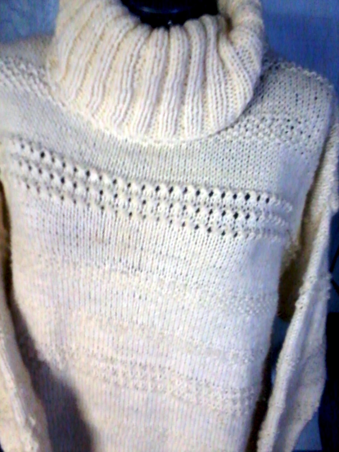 Beautiful Hand Knit White Wool Unisex Sweater With Rollover - Etsy