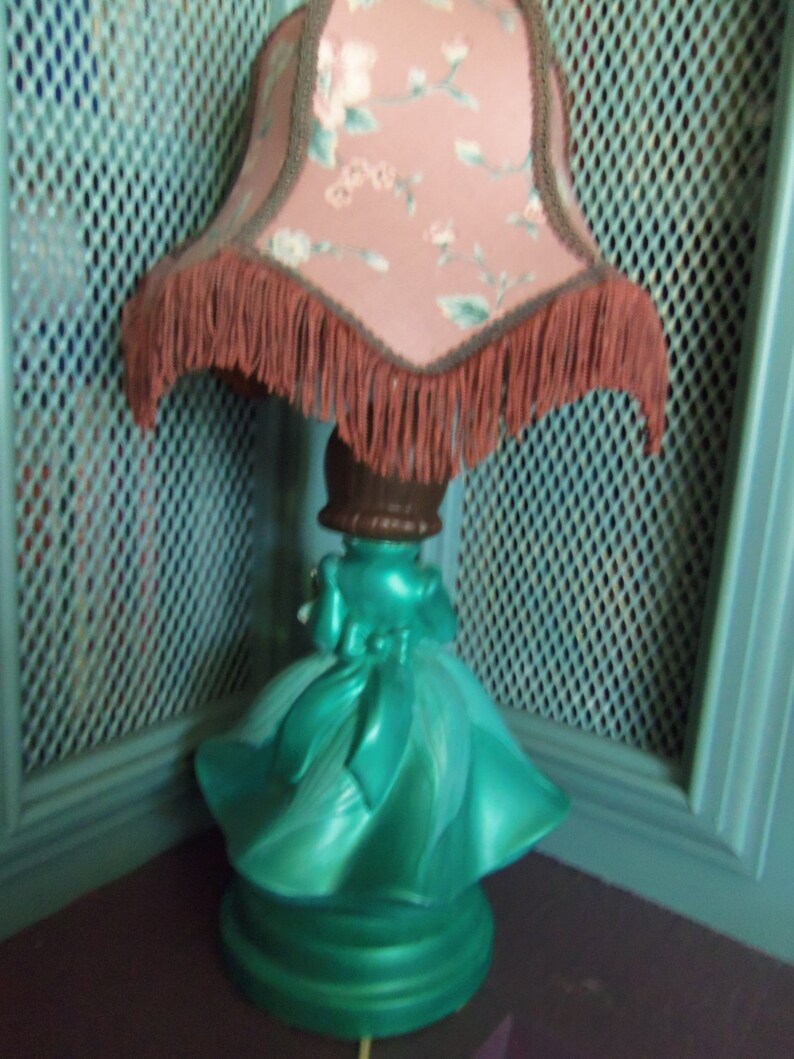 Atlantic Mold Ceramic Doll Light, Teal With Aqua Accents and Mauve Lamp ...
