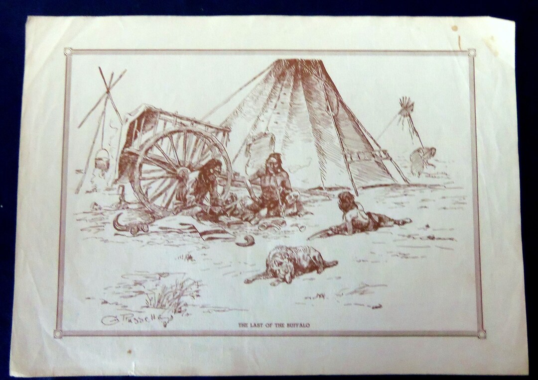 Charlie M Russell, Prints of His Native American Drawings on Placements ...