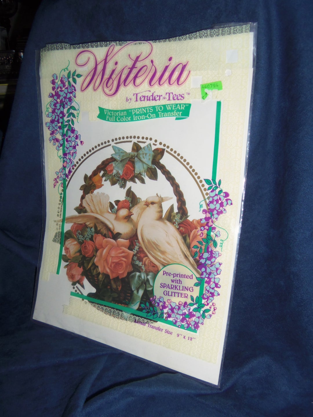 Victorian Doves in a Basket of Roses, Wisteria by Tender Tees, 9 X 12 ...