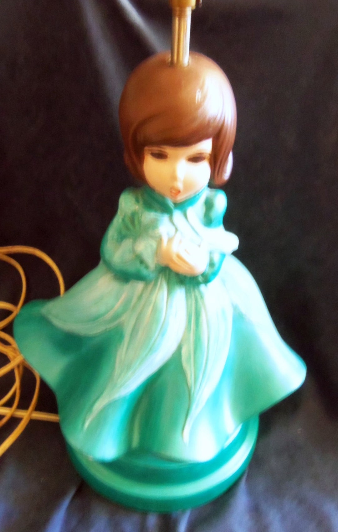 Atlantic Mold Ceramic Doll Light, Teal With Aqua Accents and Mauve Lamp ...
