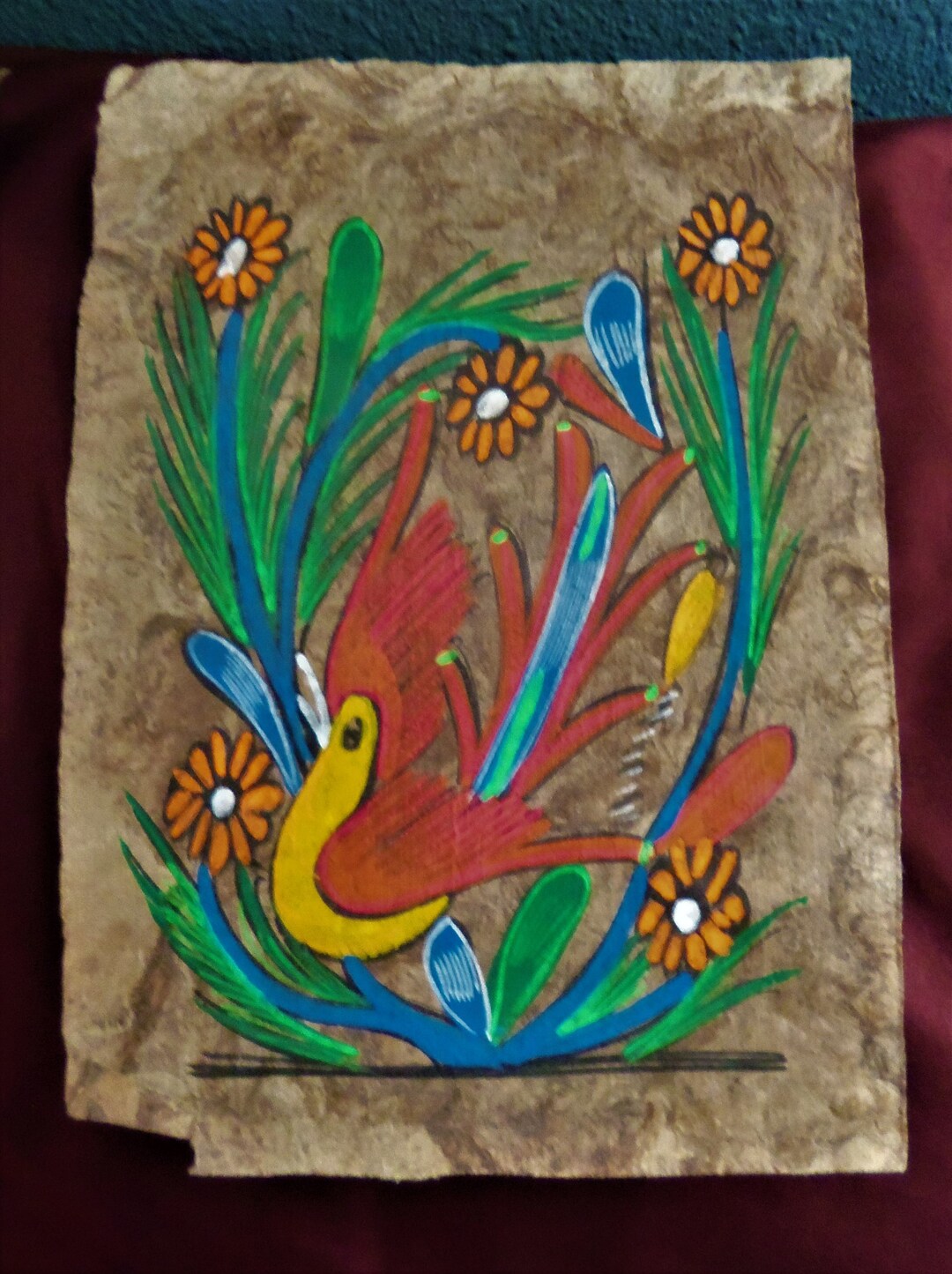 Beautiful Colored Mexican Folk Art Pictures Painted on Handmade Paper ...