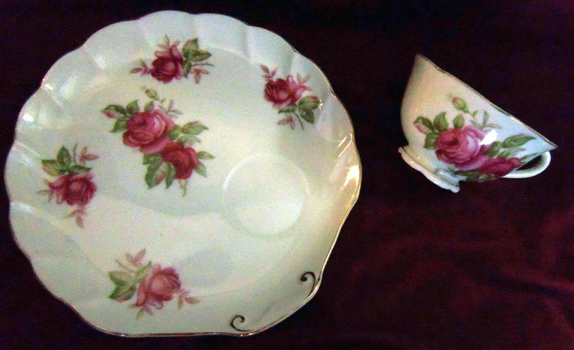 Hand Painted Lefton China Luncheon, Snack, or Dessert Plate With Cup ...