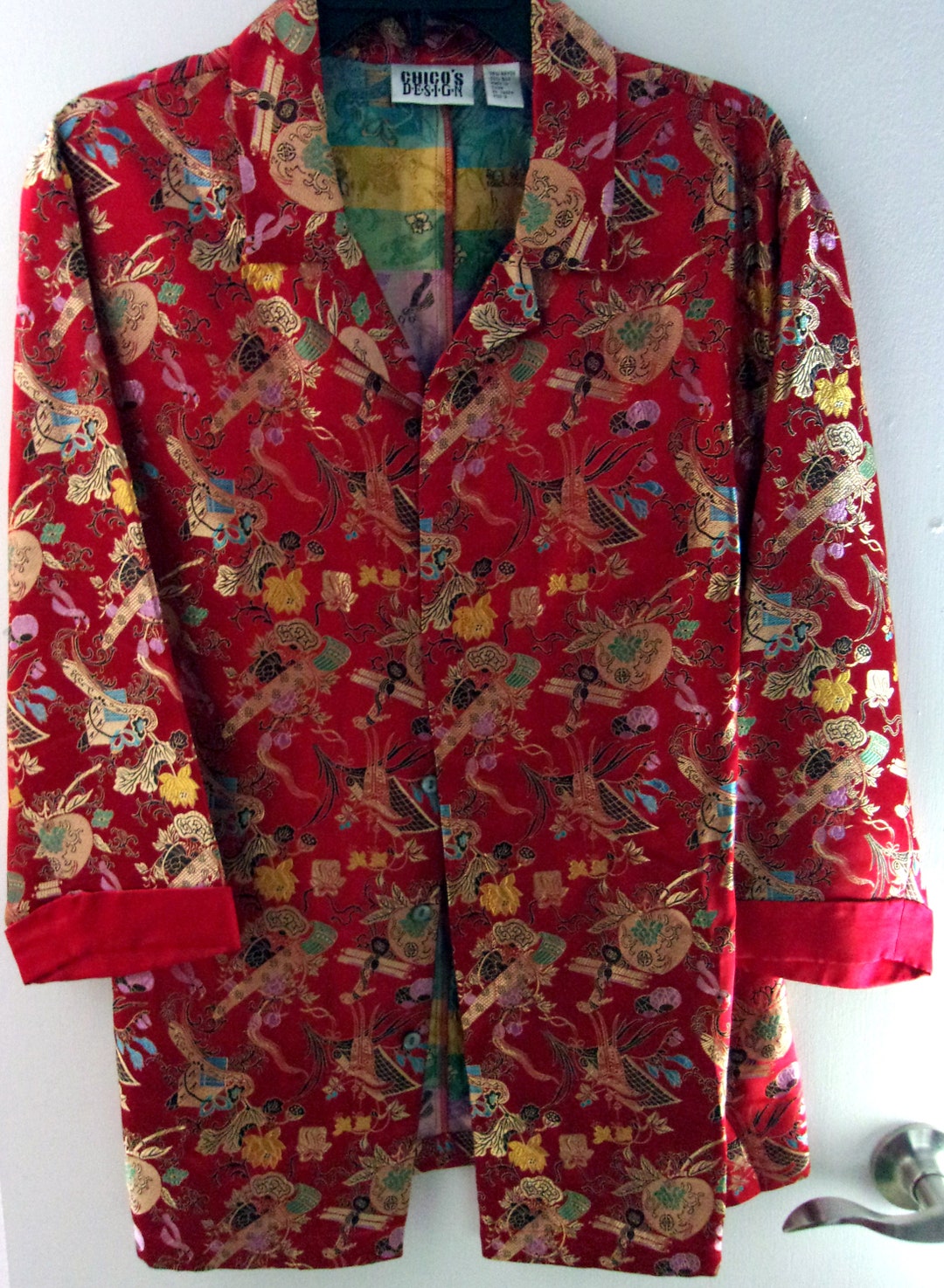 Chico Design Jacket, Red Satin With Asiantype Design, Rayon and 25% ...