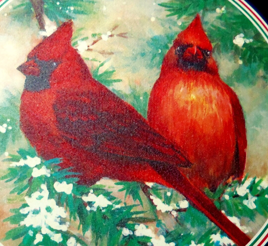 Three Tins With Red Cardinals on A Teal Colored Tin - Etsy