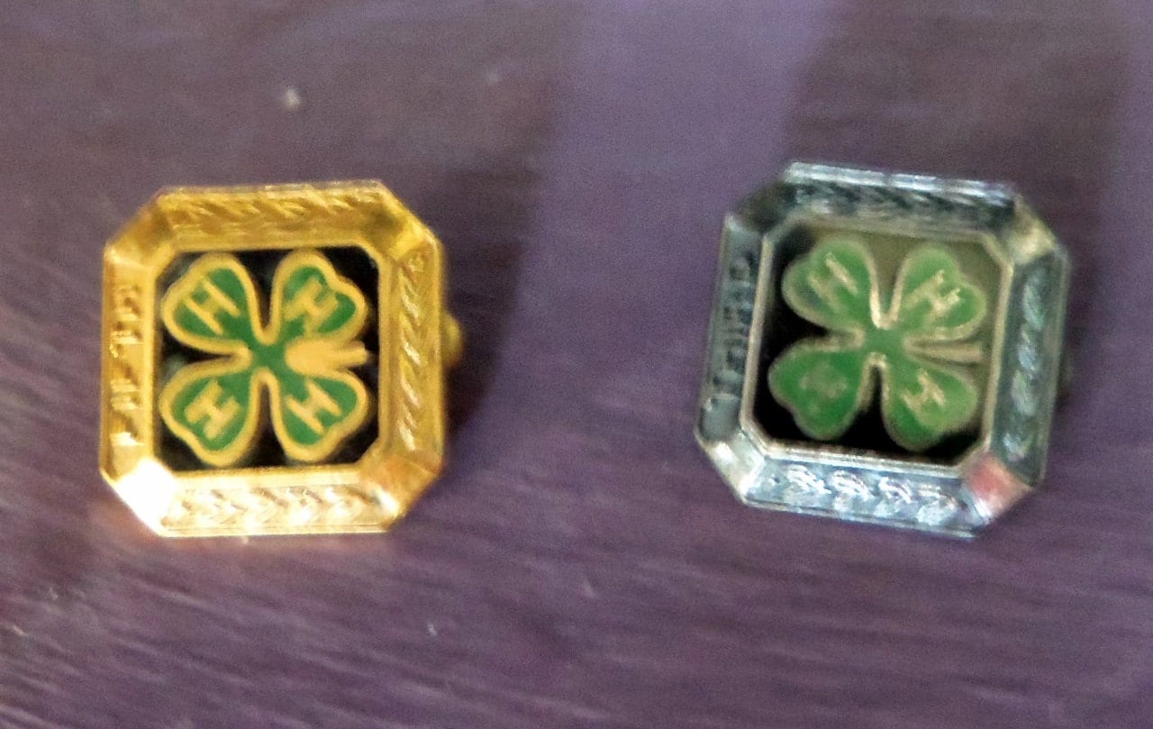 4-H Pins From the Early 60's, Third Year is Sterling, Firfth Year and ...