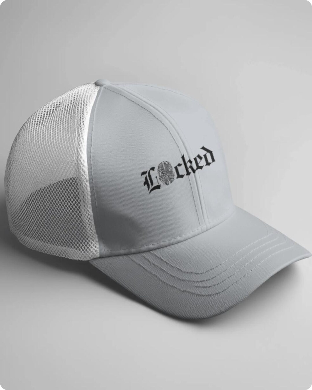 Locked Slang Snapback Cap | Gothic Mesh Trucker Hat With Fingerprint ...