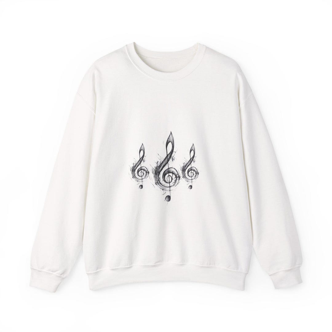 Triple Treble Clef Illustration Sweatshirt | Music Notes, Minimalist - Etsy