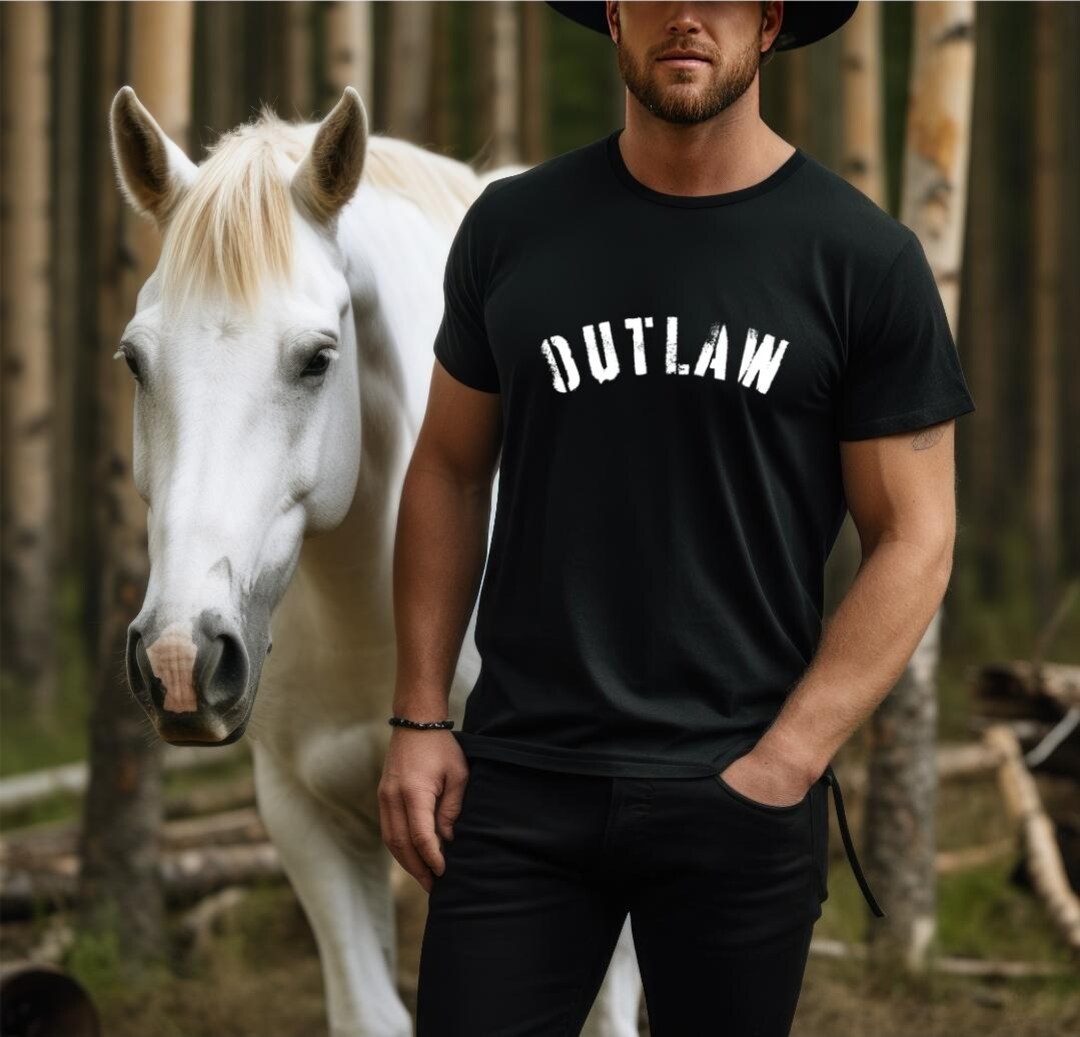 Outlaw Gothic Lettering T-shirt | Western Vintage Typography - Etsy