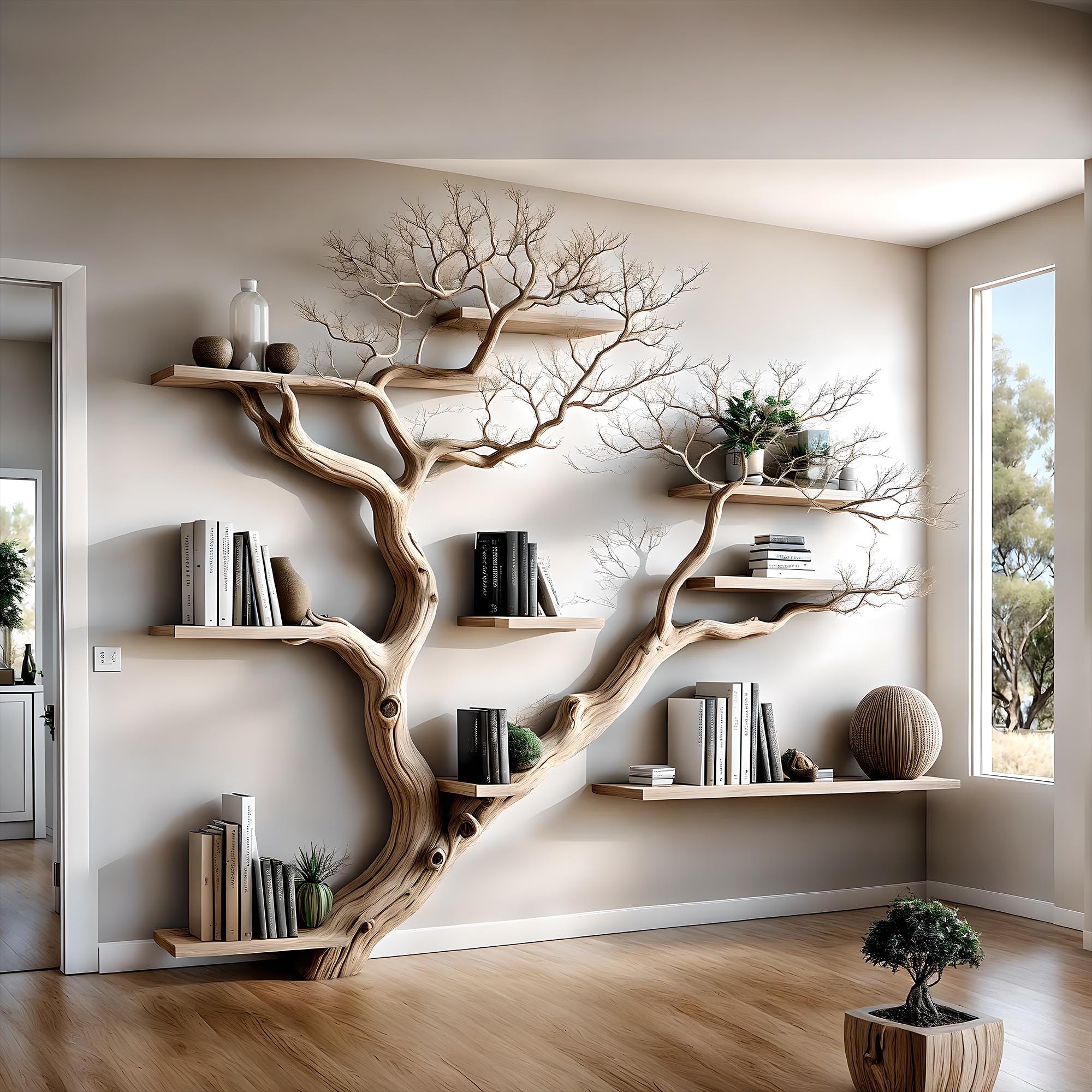 Tree-studded Bookshelf, Corner Shelf Living Next to Solid Wood ...