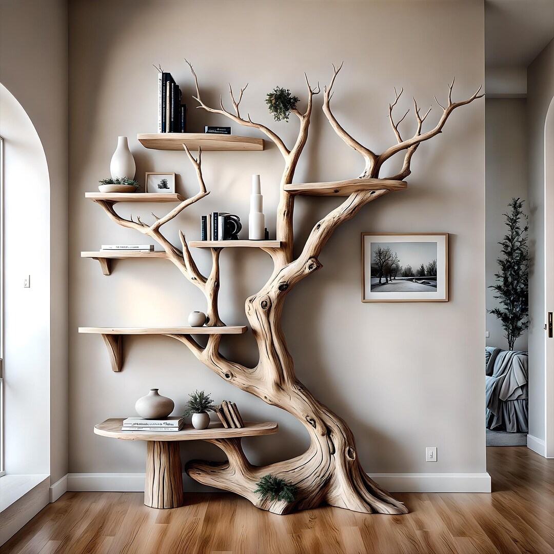 Tree Branch Bookshelf With Stand, Wall Decoration Bookshelf, Living ...