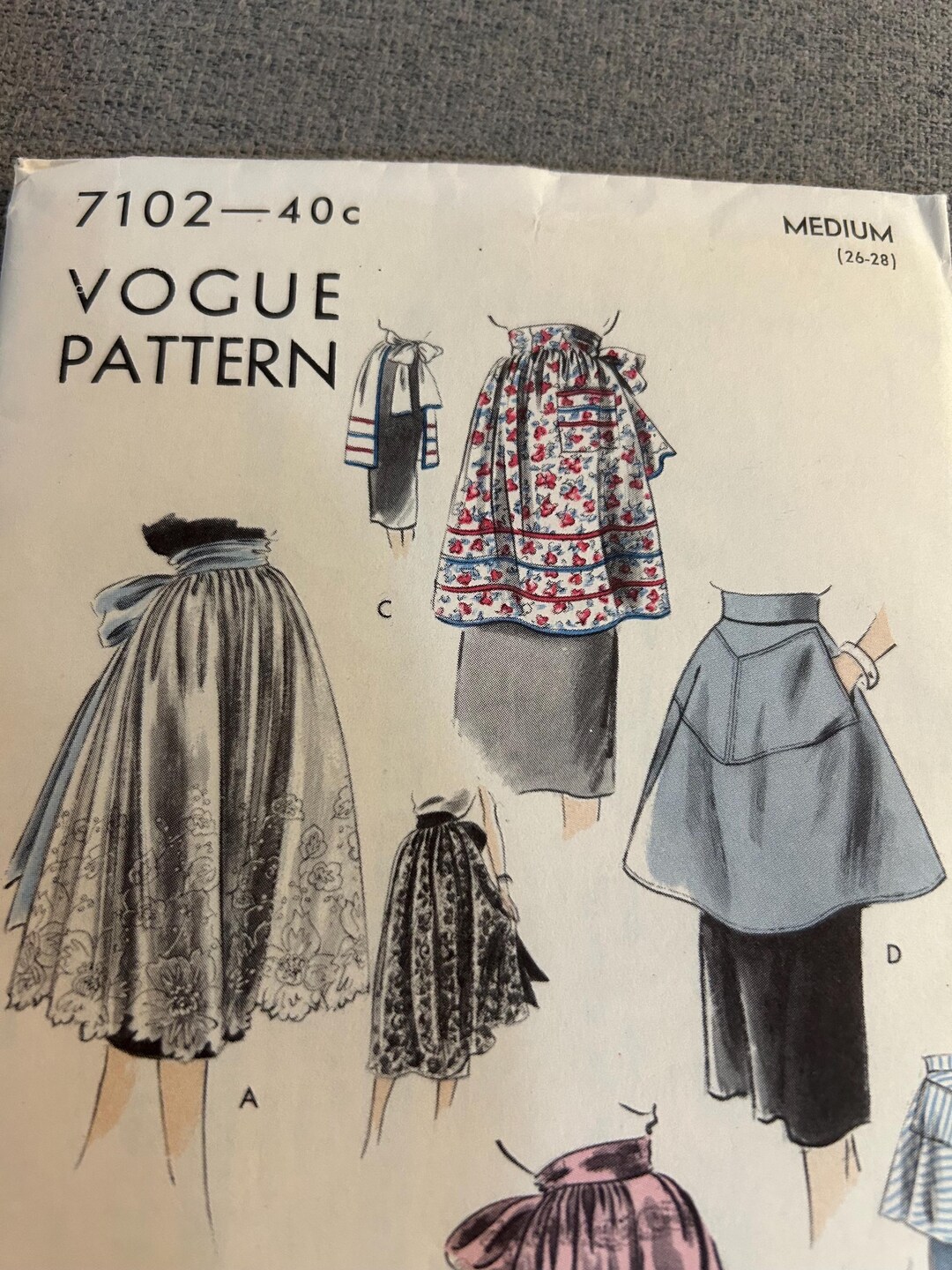 Vintage 1950s Vogue 7102 Apron Pattern UNCUT Rare Find Size Medium 26 ...