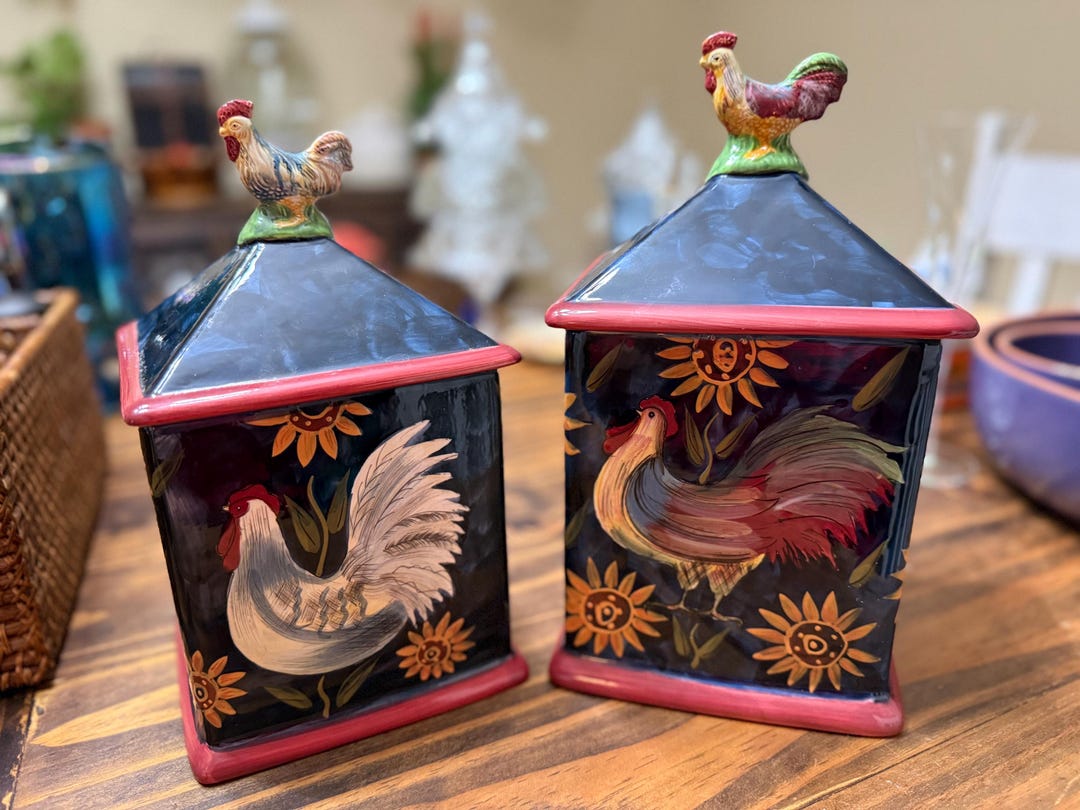 Susan Winget Rooster Canister Set – Certified International – Ceramic ...