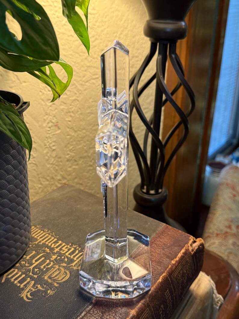German Lead Crystal Cross With Frosted Rose | Religious Decor - Etsy