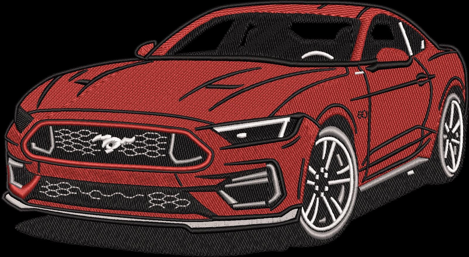 Ford Mustang GT Embroidery Machine File – Full Color & Single Color – 4 ...