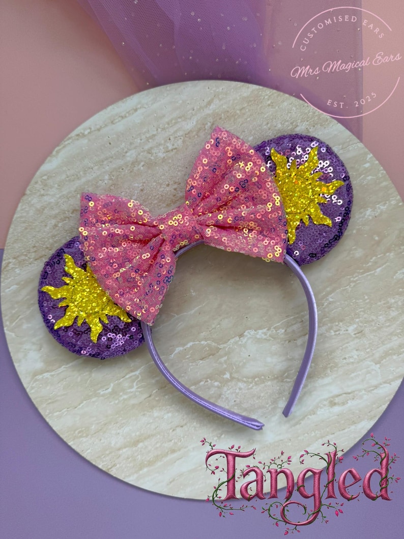 Rapunzel Inspired Tangled Lilac + Purple Sequin Minnie Ears Headband ...