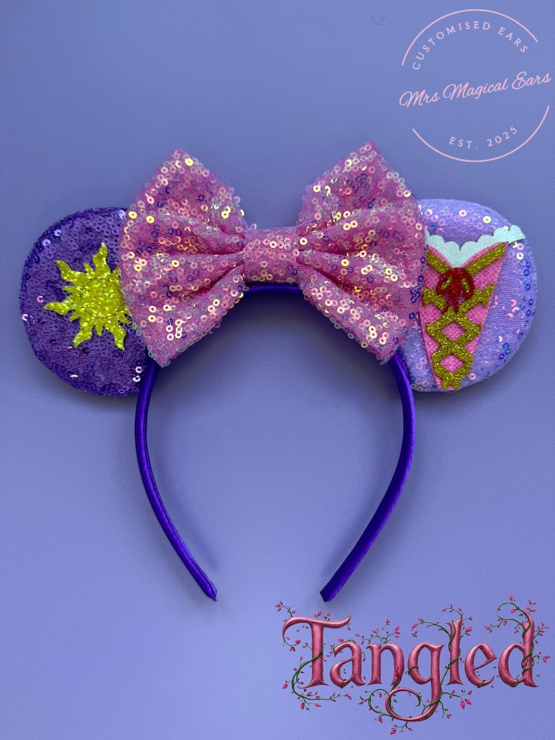 Rapunzel Inspired Tangled Lilac + Purple Sequin Minnie Ears Headband ...
